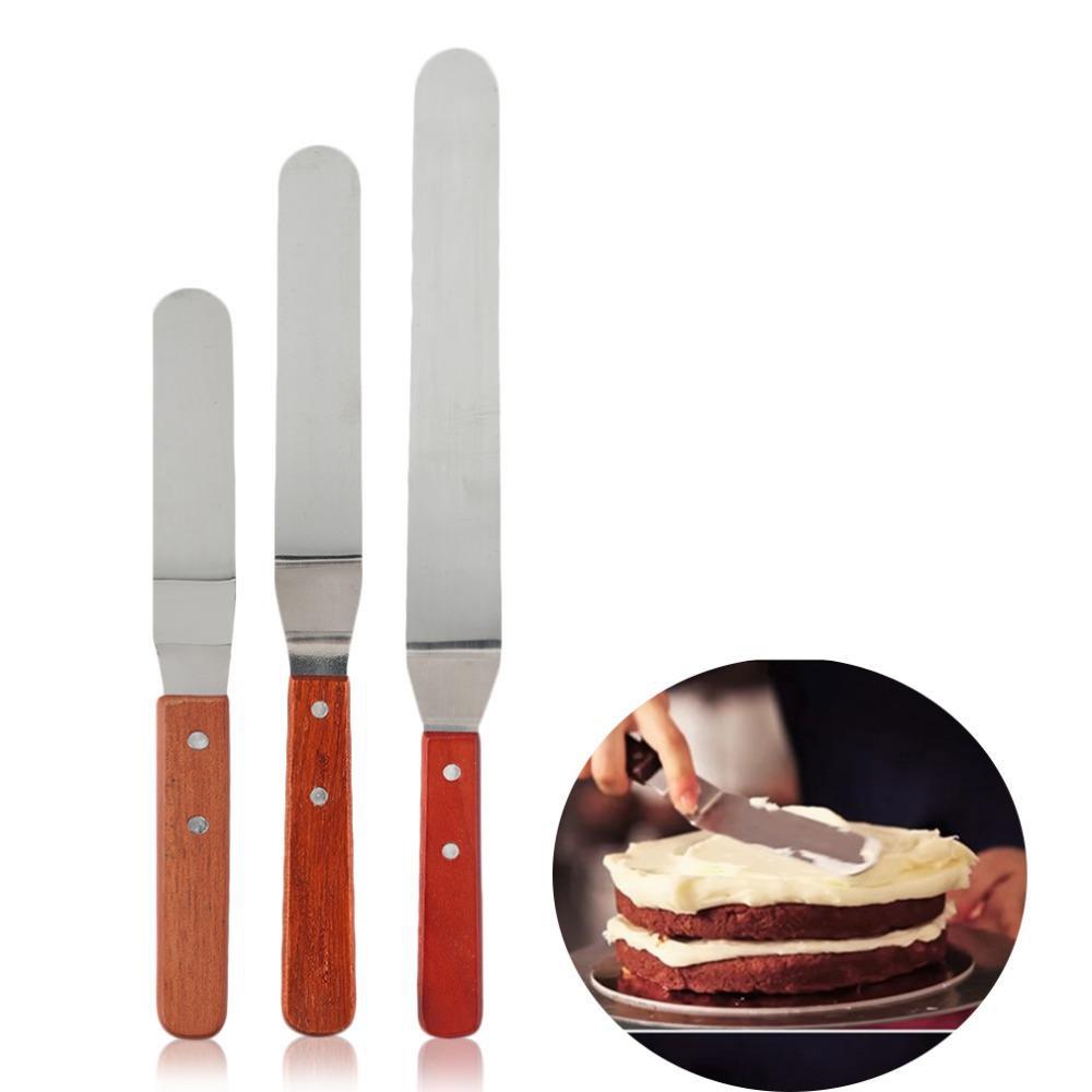 Buy Stainless Steel Cream Cake Knife Wood Handle Butter Spatula Knife ...