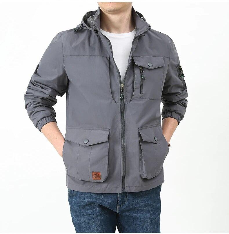 Buy Solid Windproof Outdorr Military Green Black Cargo Jackets Men's ...