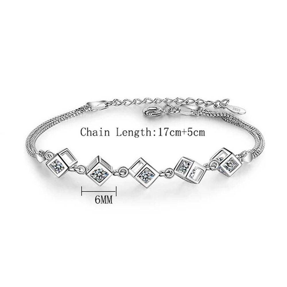 Cheap New 925 Sterling Silver Women Bracelets Fashion All-match Square ...