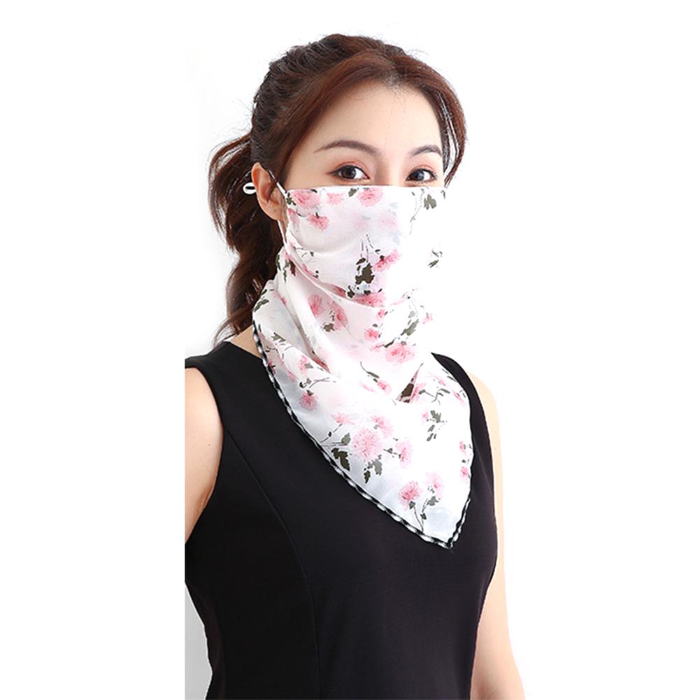Buy Outdoor Adjustable Anti UV Women Floral Chiffon Veil Scarf Neck ...
