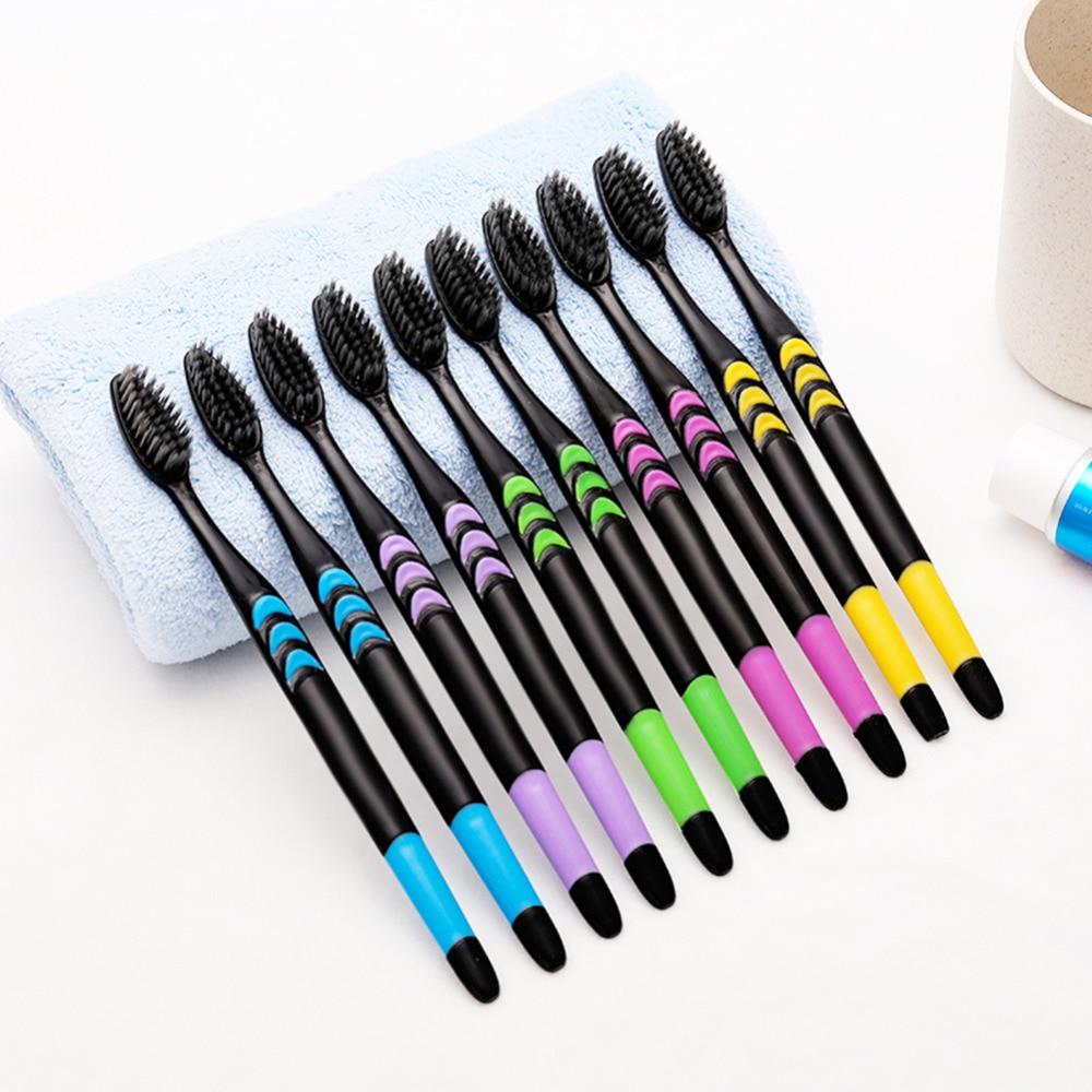 Buy 10Pcs Toothbrush Double Ultra Soft Toothbrush Bamboo Charcoal Nano ...