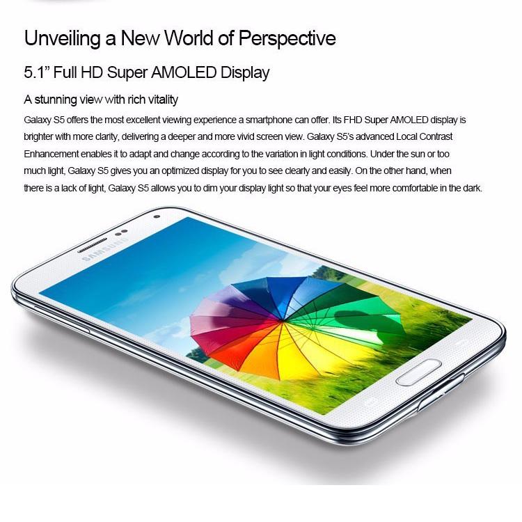 Samsung S5 I9600 G900F G900A G900H 5.1Inch 2GB RAM 16GB ROM GPS ...