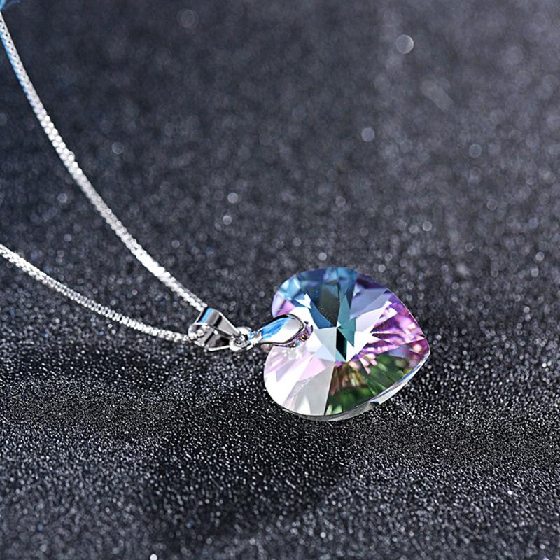 Buy Crystals Heart Pendant Necklace For Women Silver Color Maxi ...