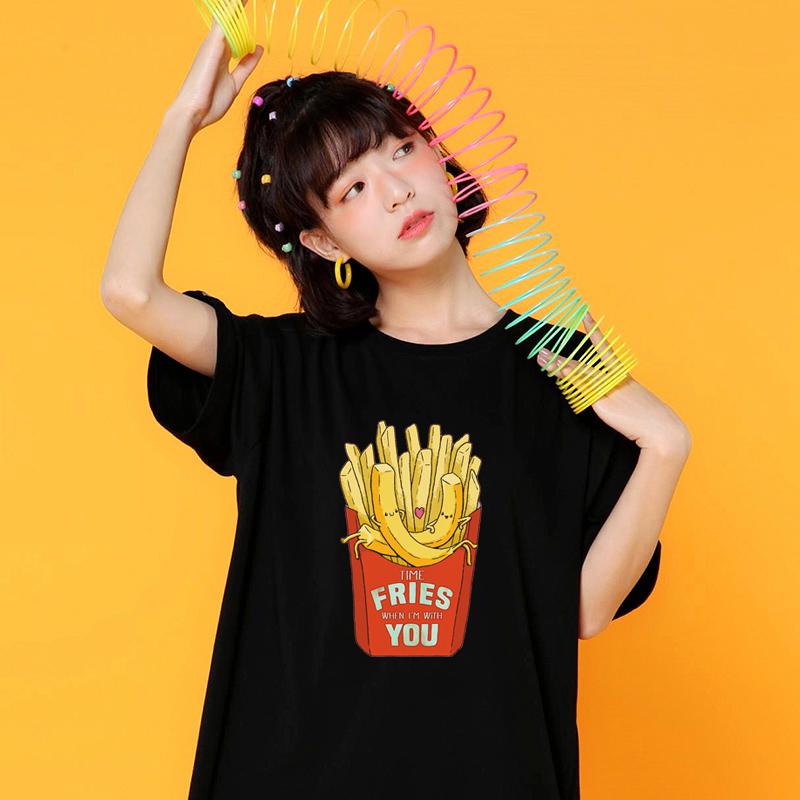 Buy Women Cotton Casual Funny T-shirt Kpop Time Fries You Chips Gift ...