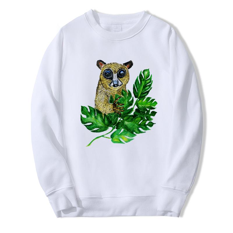 Cheap Sweater Harajuku Crew Neck Sweatshirt Cute Lemur Watercolor Print ...