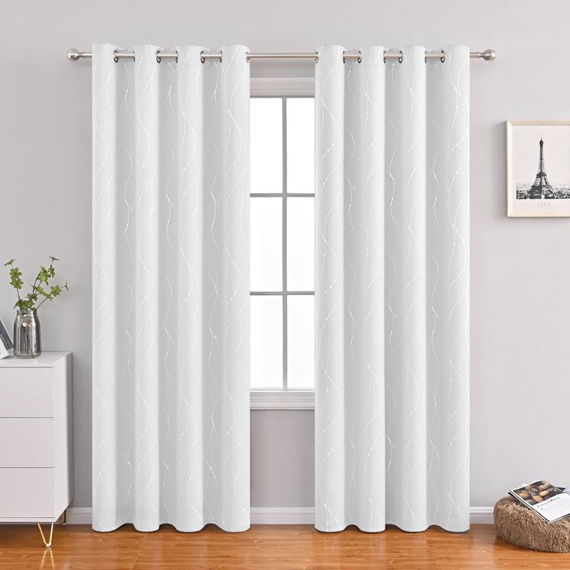 Buy Window Curtains Eyelet Design Silver Foil Printed Insulated ...