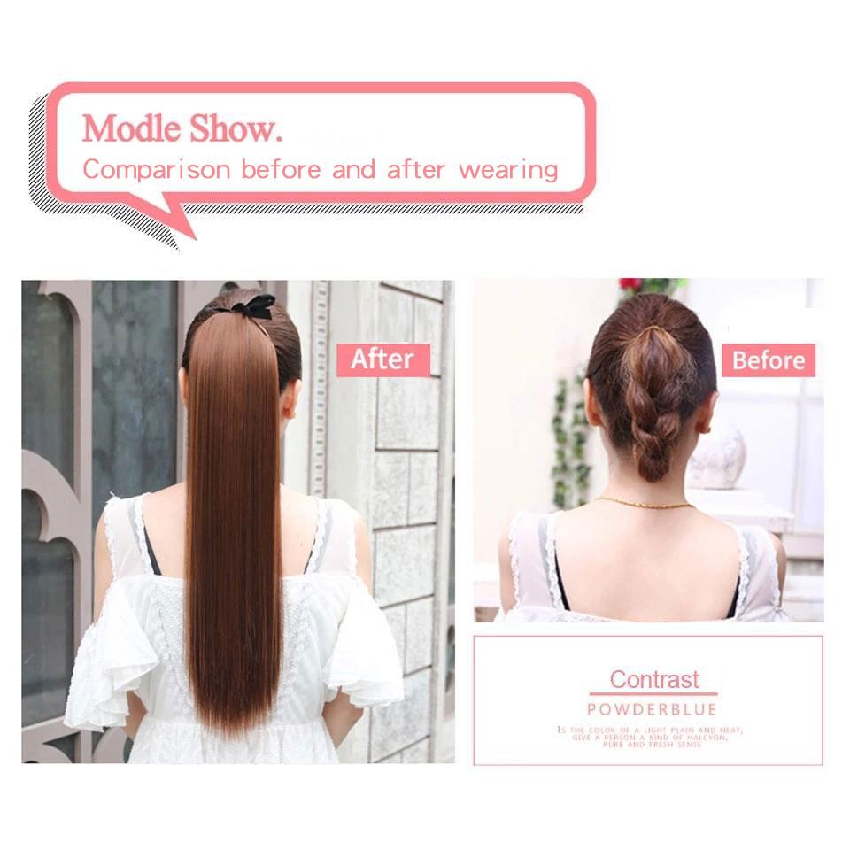 Cheap Synthetic Hair Fiber Heat-Resistant Straight Hair With Ponytail ...