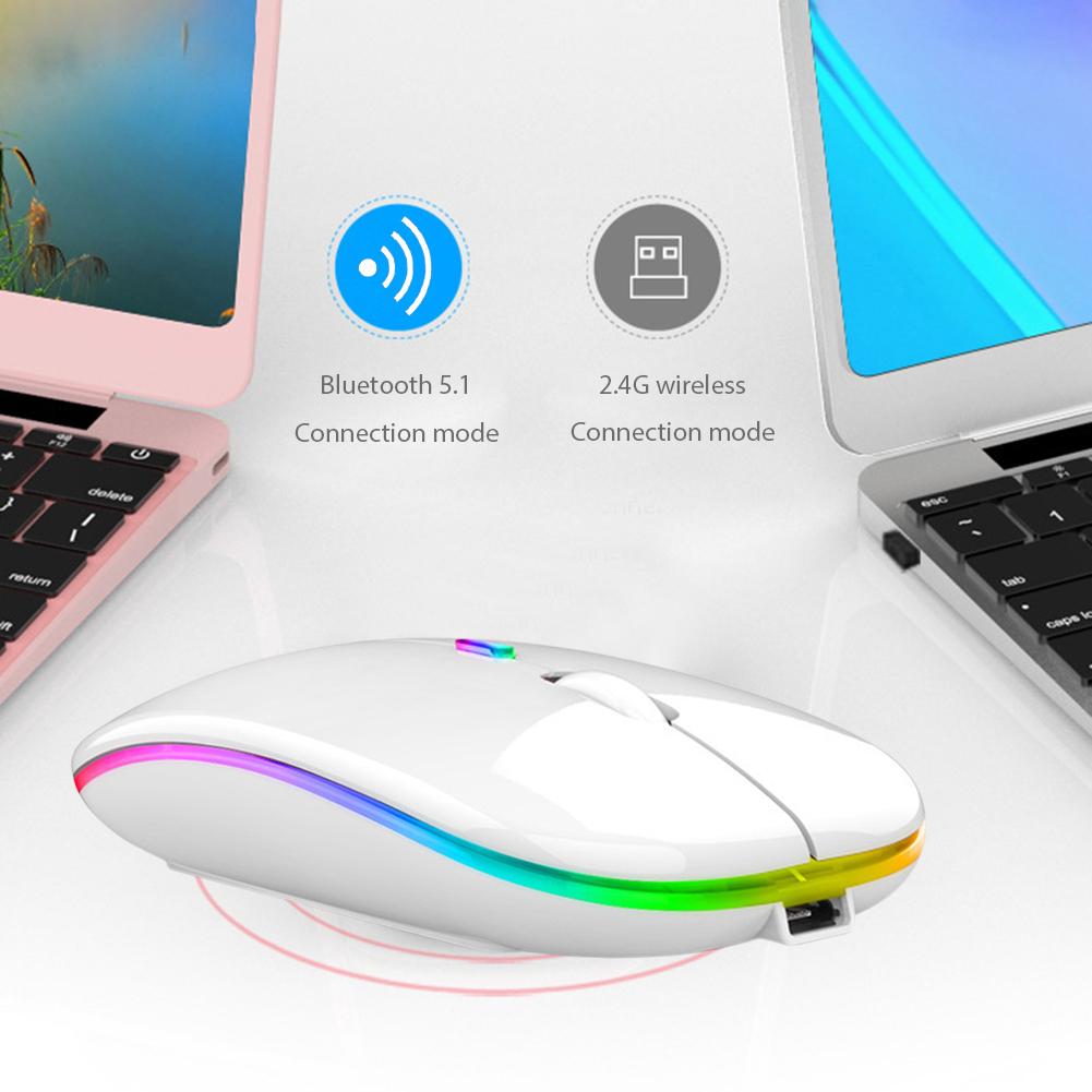 Bluetooth-compatible Wireless Mouse Backlight Rechargeable Mouse (White ...