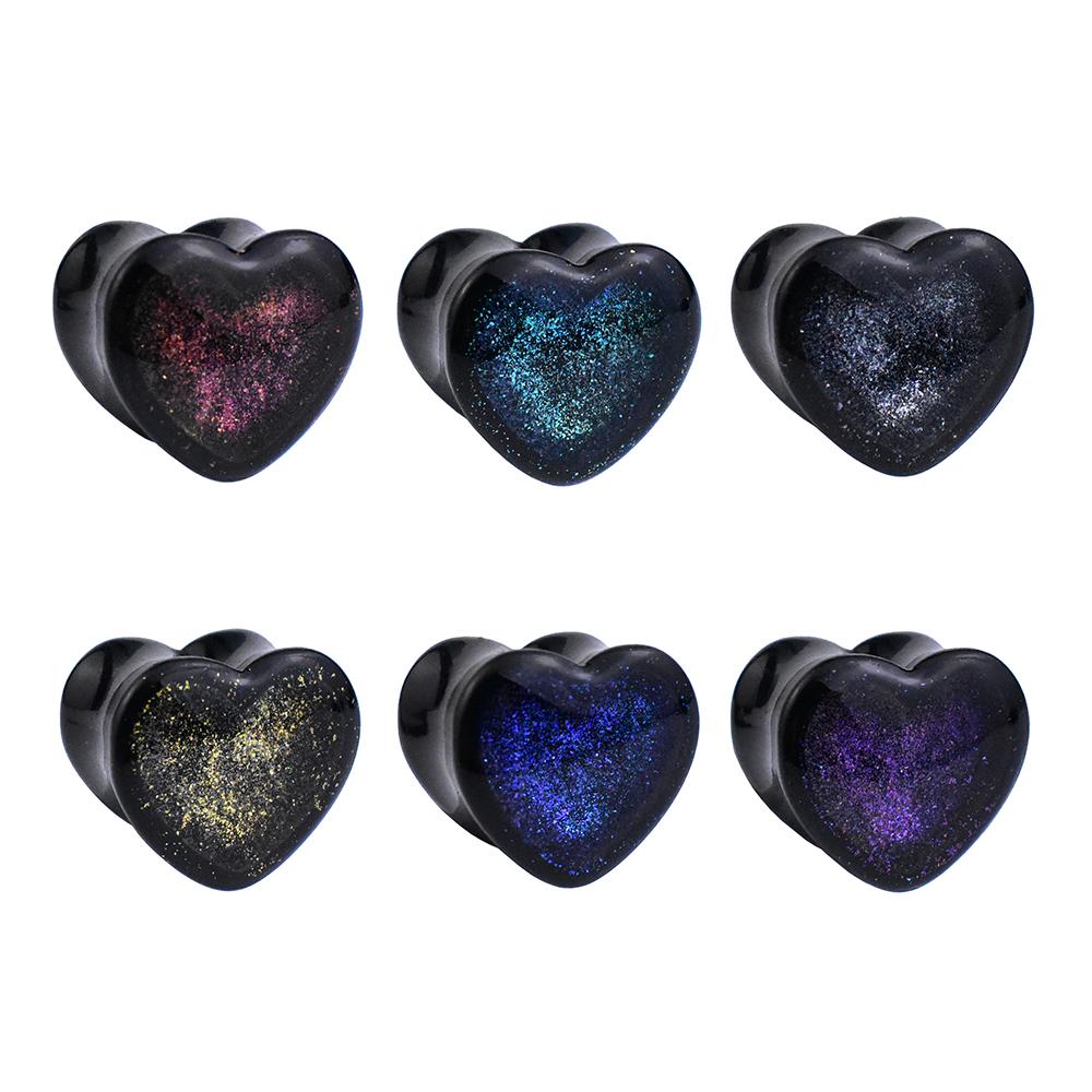 Cumpără 8-30mm starry black heart-shaped acrylic Ear Plugs Gauges and ...