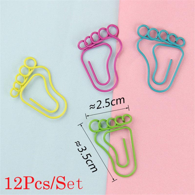 12Pcs/Set Office Stationery Lovely Small Foot Shape Metal Bookmarks ...