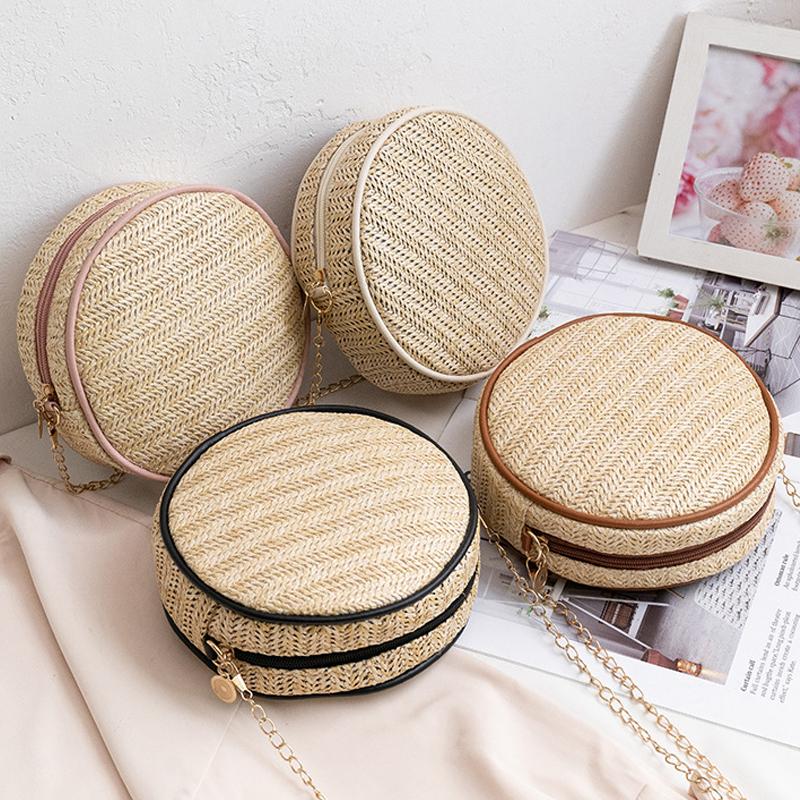 Buy New Women Straw Round Handbags Summer Rattan Beach Shopper Bag ...
