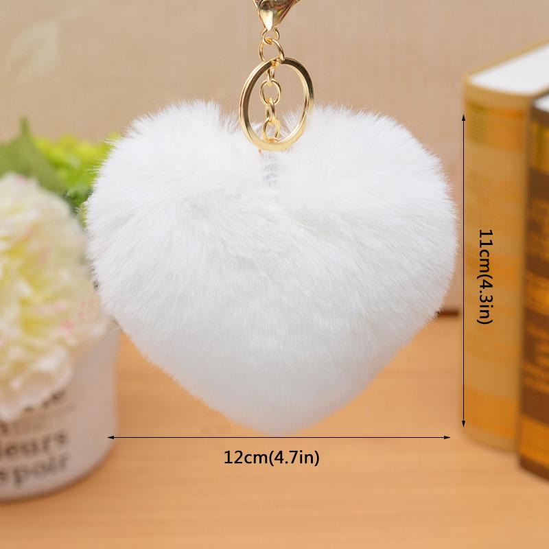 Buy Heart Plush Keychain Cute Faux Rabbit Fur Fluffy Plush Toy Keyring ...