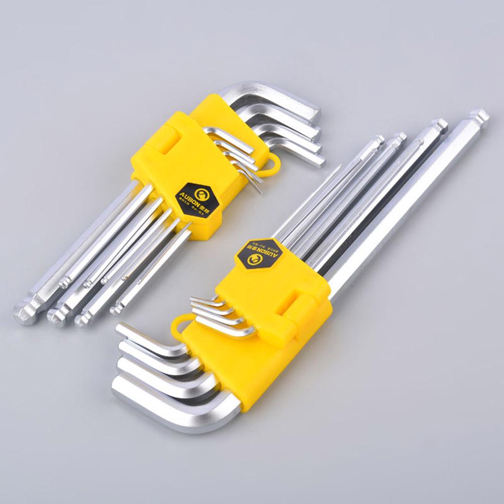 Buy 9Pcs High-carbon Steel Allen Wrench Chrome Plating Hex Key Tool Set ...