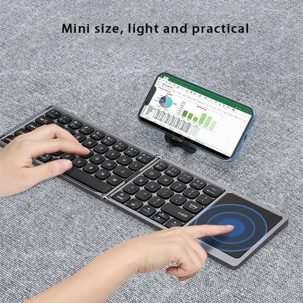 Buy Folding Bluetooth Keyboard with Touchpad Rechargeable Wireless ...
