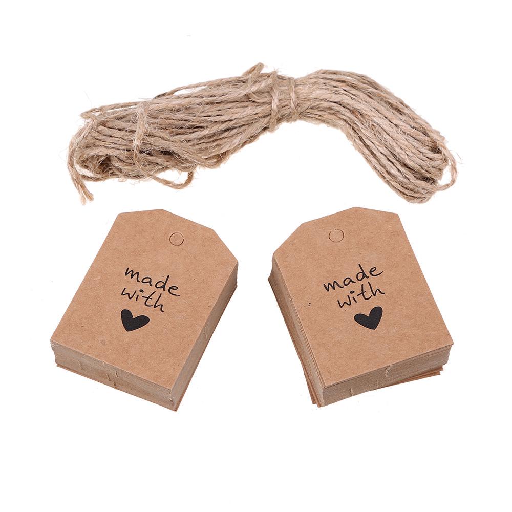 Buy 100pcs Vintage Kraft Paper Gift Tags Pastry Packaging Blanks ...