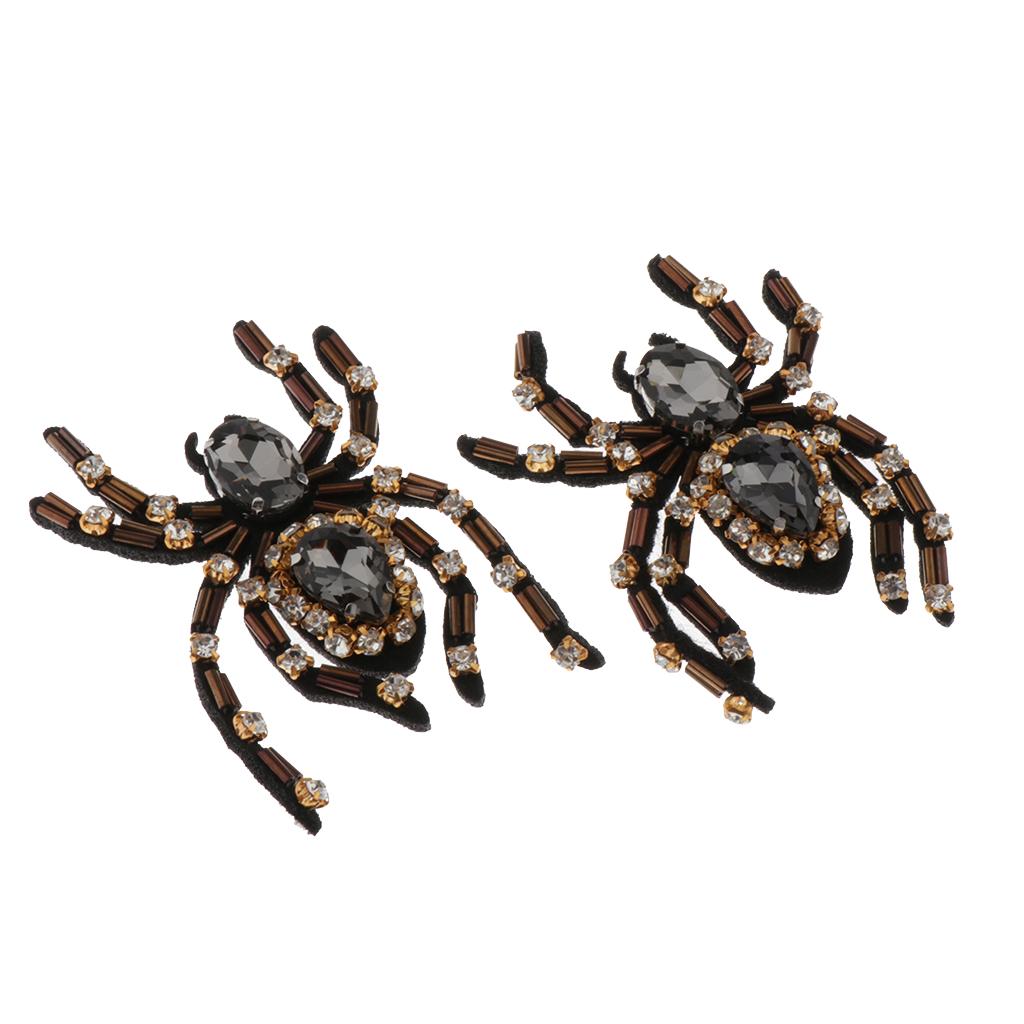 2 Pieces Spider Rhinestone Patch Sew on/Iron on Applique DIY Sewing ...