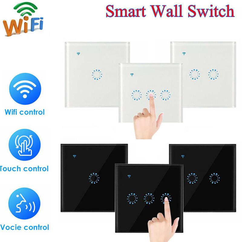 Smart WiFi Wall Light Switch For Alexa &Google 1/2/3 Gang ( No Neutral ...