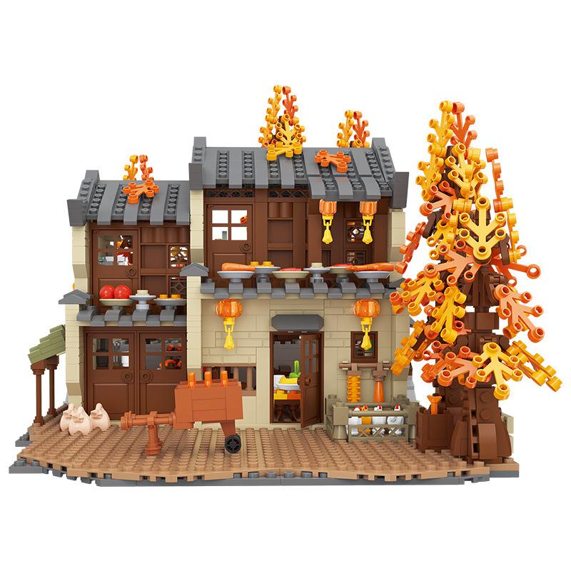 Cheap Autumn Country Chalet Mini Building Blocks Village Cottage Tree ...