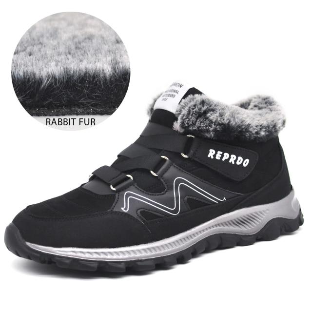 Men Boots Winter Fur Keep Warm Ankle Snow Boots Men Winter Rubber Work ...