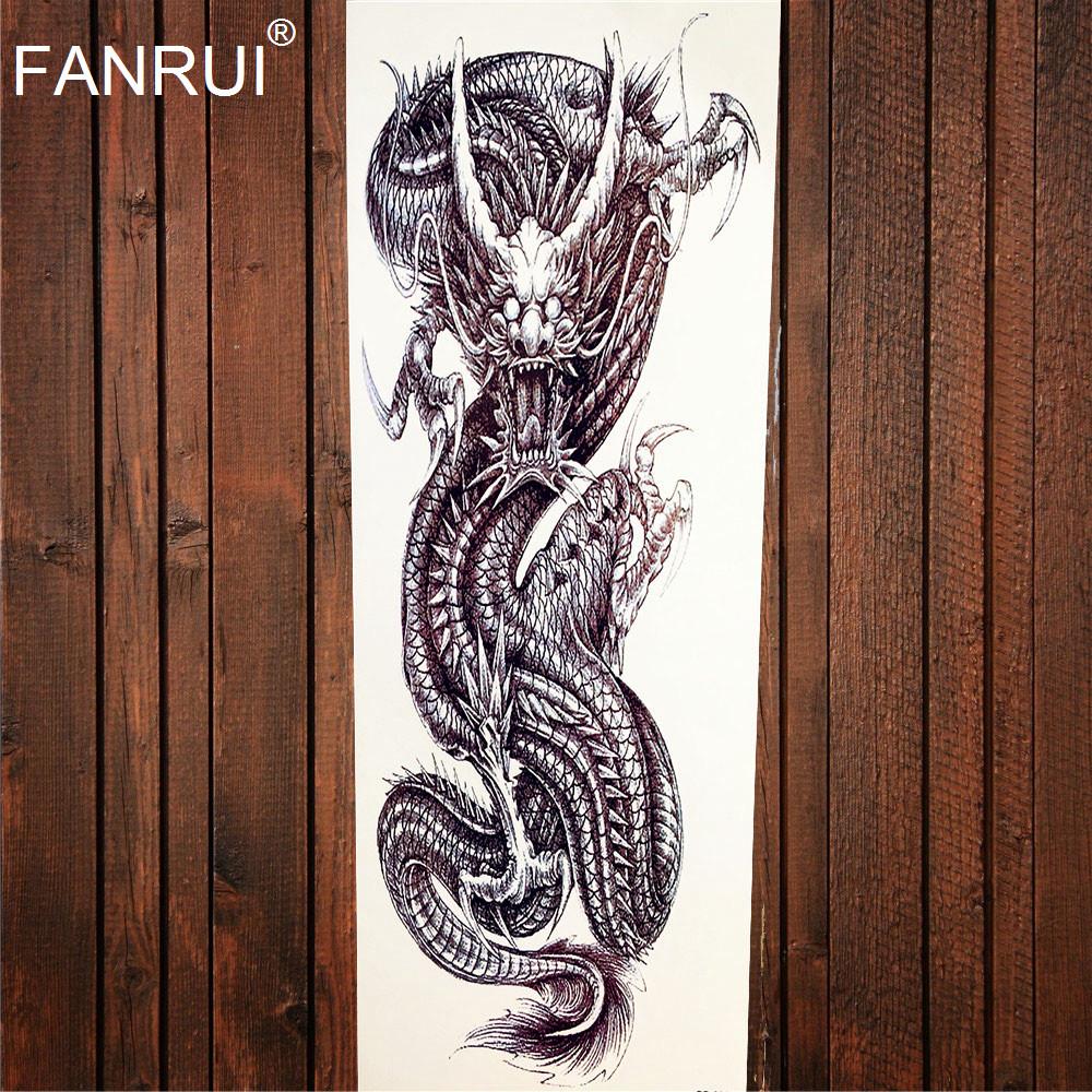 Buy 1PC Large Black Fake Dragon Tattoo Temporary Body Full Arm Art ...