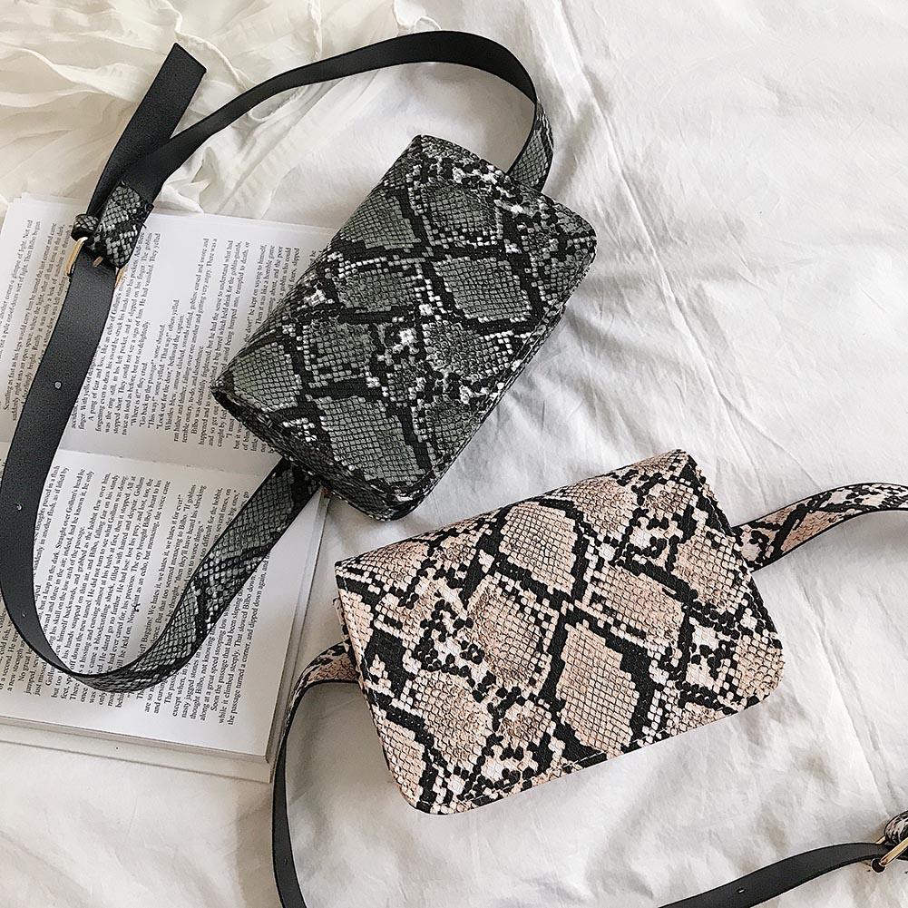 Buy Snake Print Flap Waist Bags Women Small Leather Serpentine Fanny ...