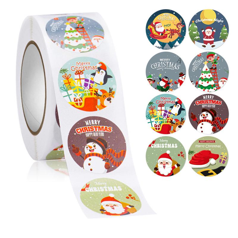 Buy Maijiabao Merry Christmas Sticker Roll 500pcs 1" Snowman Santa ...