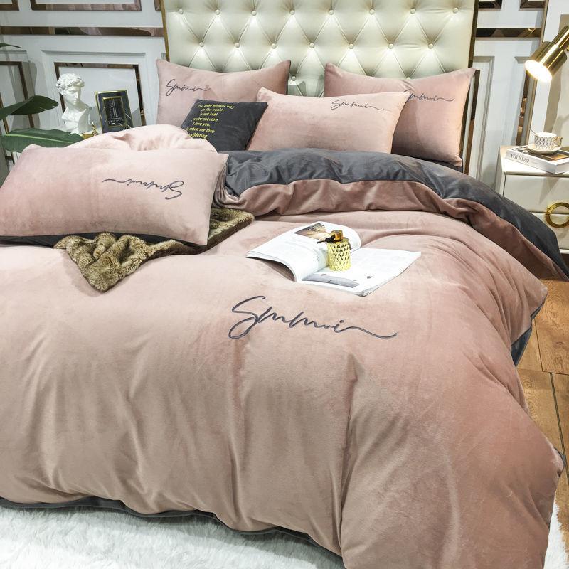 Buy Crystal Family of Four Solid Velvet Thick Winter Warm Coral ...