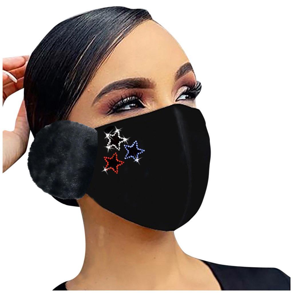 Buy 1PC Unisex Adult Winter Mask Rhinestone Warm Hair Ball Hanging Ear ...