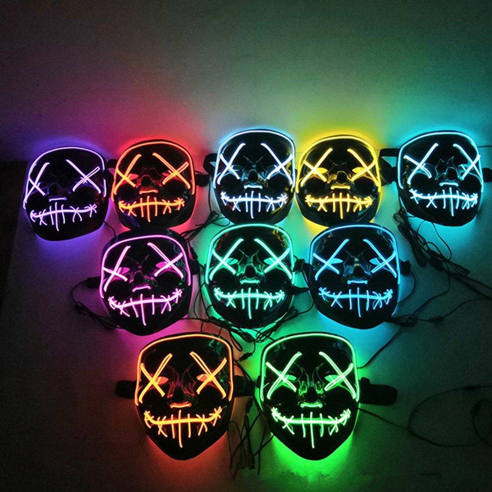 Buy Halloween Decoration LED Mask Light Up Party Neon Mask Cosplay ...