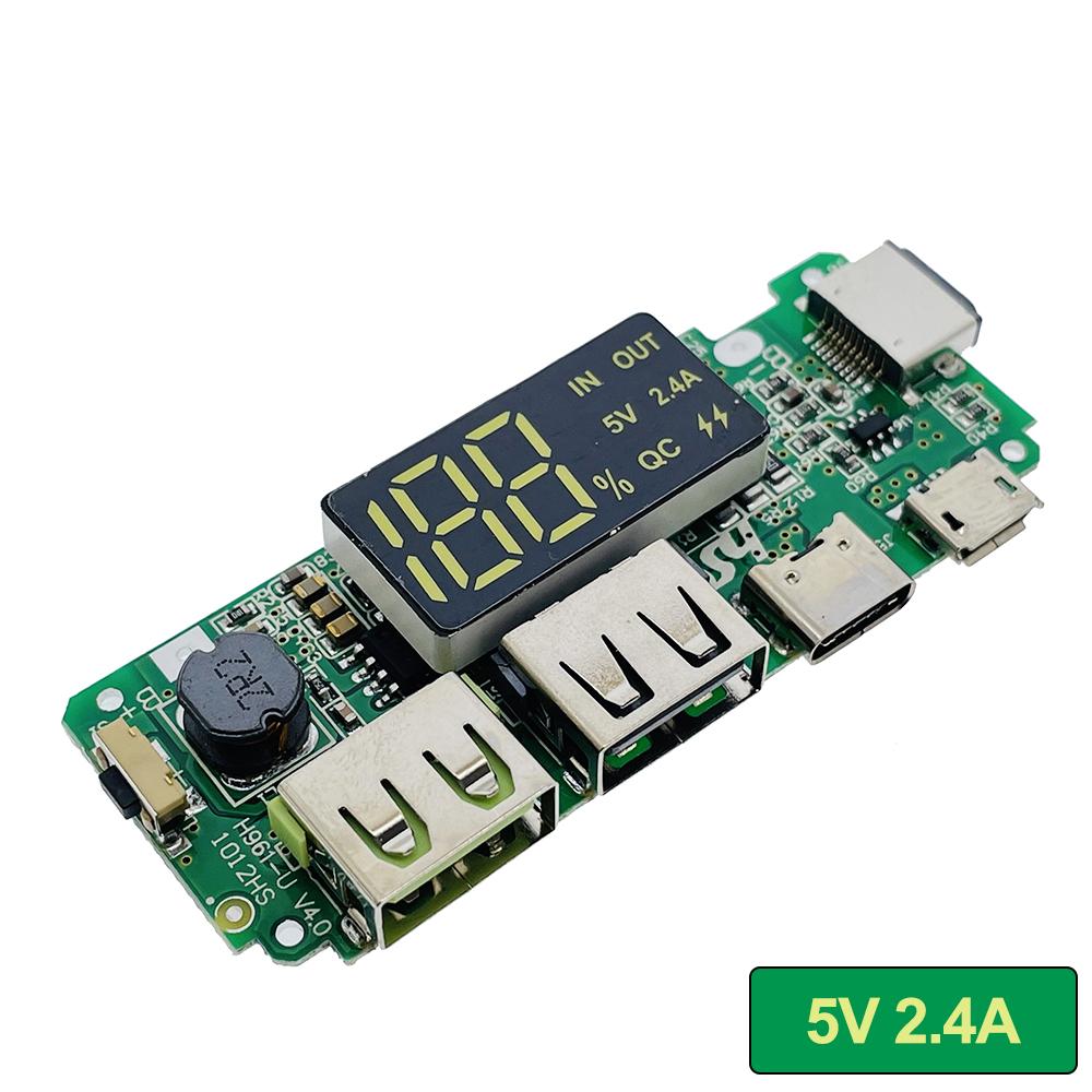 LED Dual USB 5V 2.4A Micro / Typ-C USB Mobile Power Bank 18650 Lademodul Lithium ...