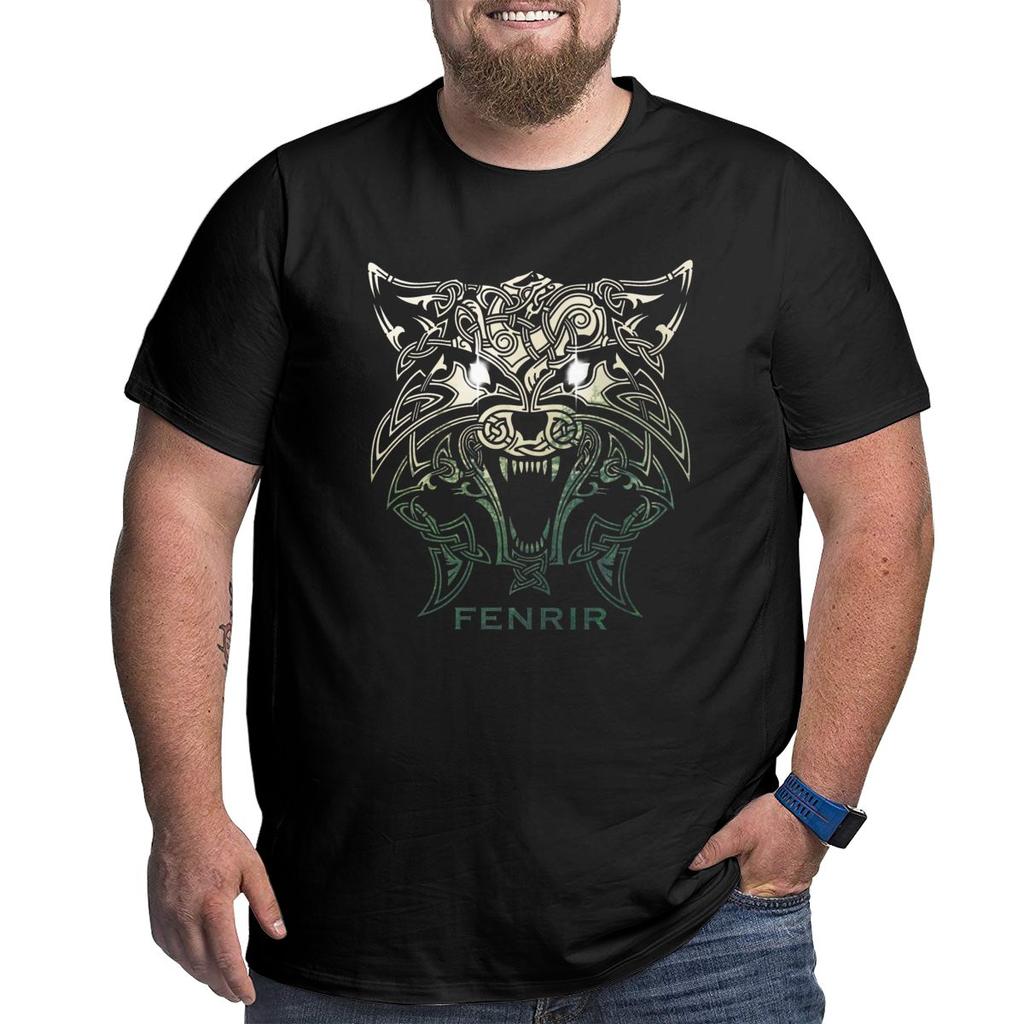 Buy Men T-Shirts Fenrir Wolf Mythology Yggdrasil Funny Cotton Big Tall ...