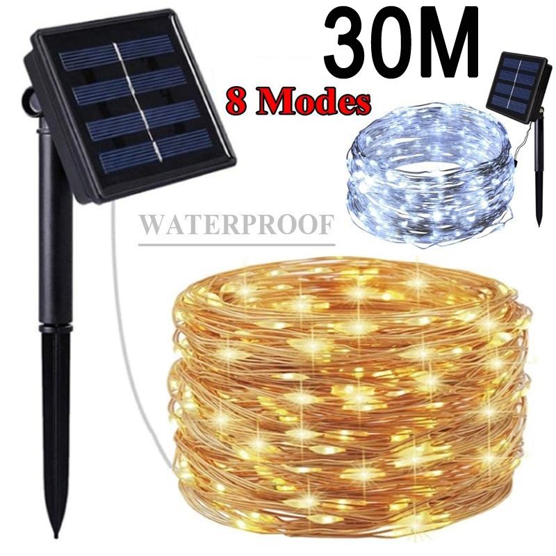 Cheap Copper Solar Garden Powered Wire Christmas String Patio 8 Modes ...