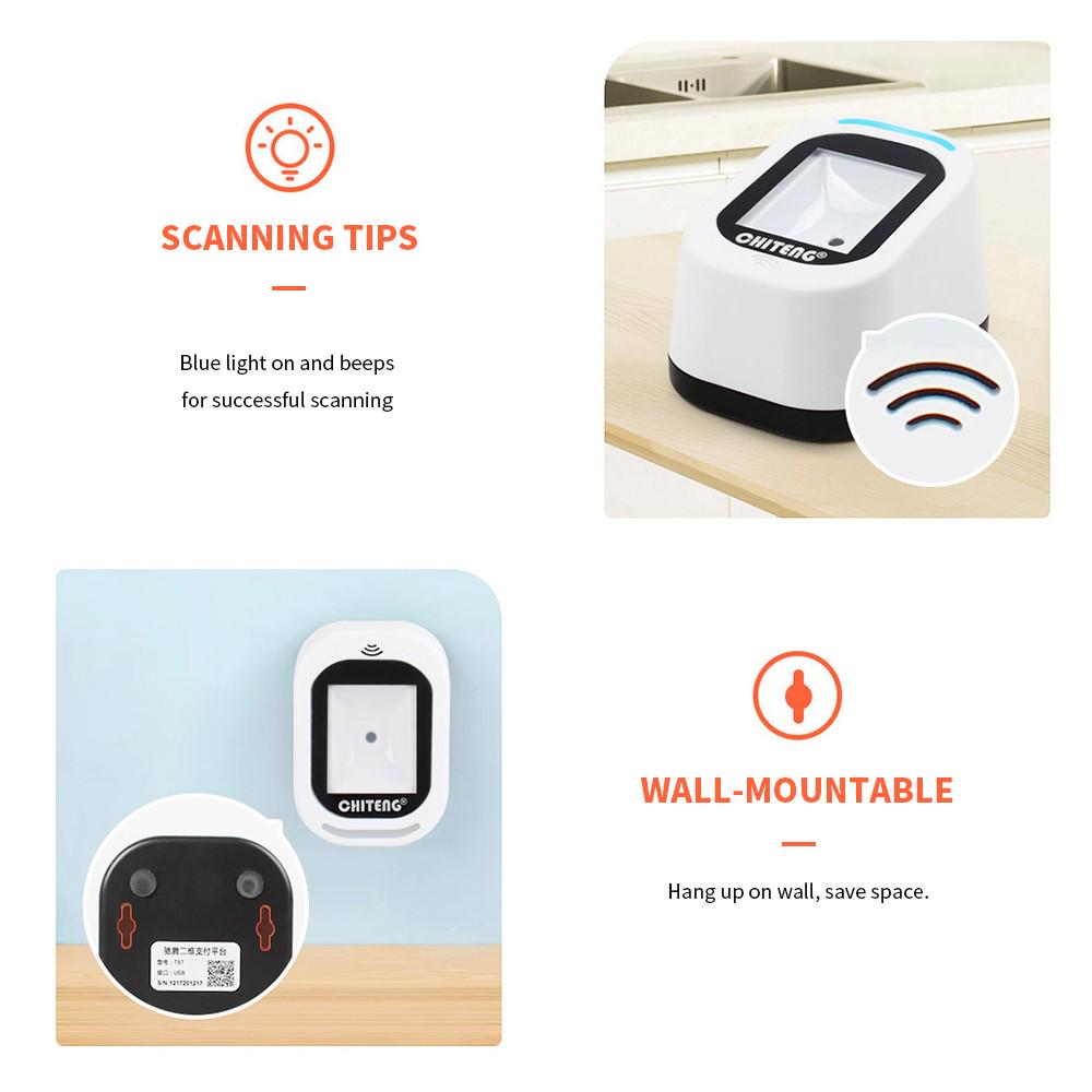 Buy Wired Barcode Scanner USB Versatile Scanning Handsfree Scan QR Code ...