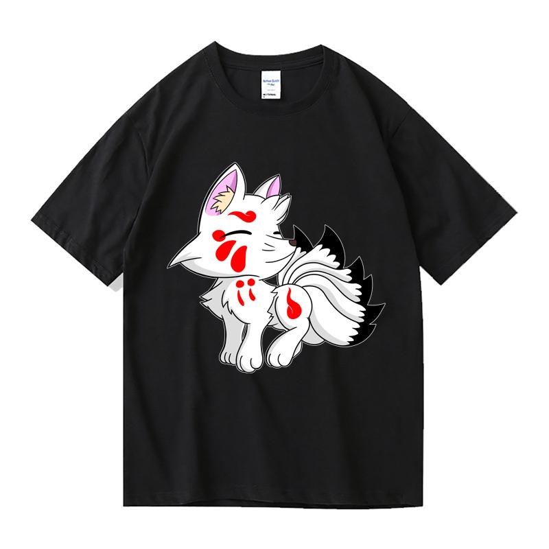 Buy 210 GSM 100% Cotton Men's T-Shirt Nine Tail Fox Print Tees 40S ...