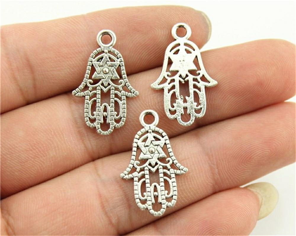 Satın alın 20 Pieces Charm Metal Charms For Bracelet Hamsa Hand 24x15mm ...
