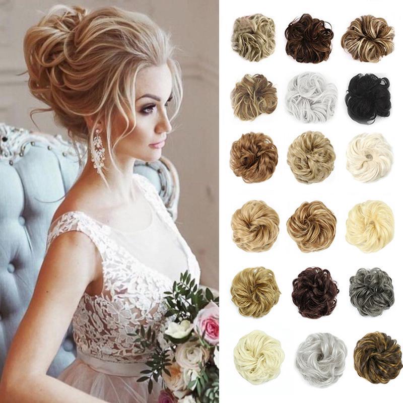 Buy Messy Bun Scrunchies Human Scrunchies Fake Hair Extensions Real As ...