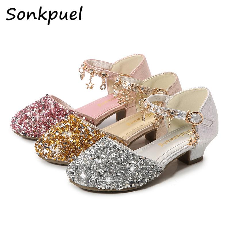 💰Köp billigt online Princess Girls Sandals Kid Butterfly Diamond High Heel Children Glitter ...