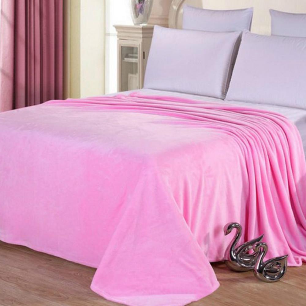 Buy Solid Color Flannel Blanket Sofa Bedding Spring Autumn Thick Warm ...