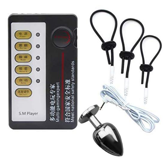 Buy New Arrival Electric Shock Pulse Stimulator Metal Anal Plug Penis Lock Ring Massager Sex Toy ...
