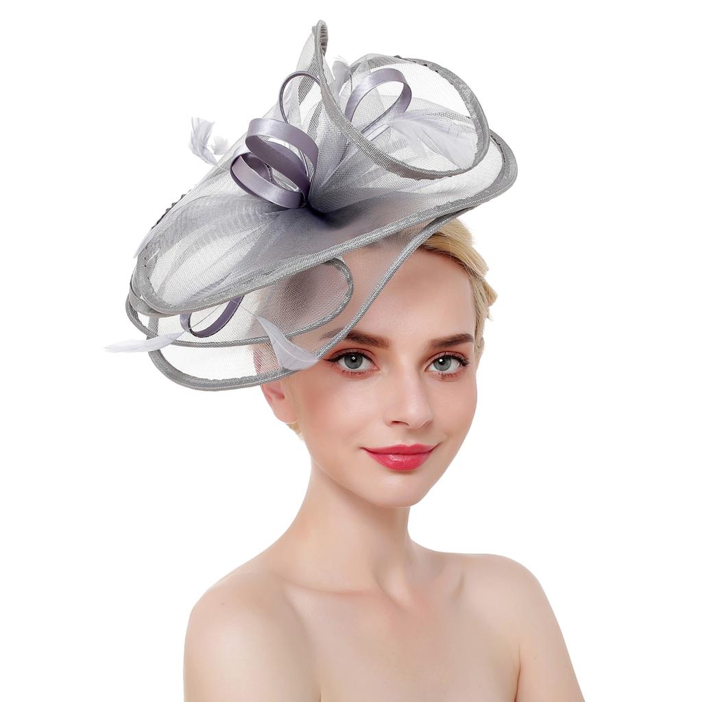 Buy Women' Feather Sinamay Net Hat Headband Fascinator Wedding Day ...