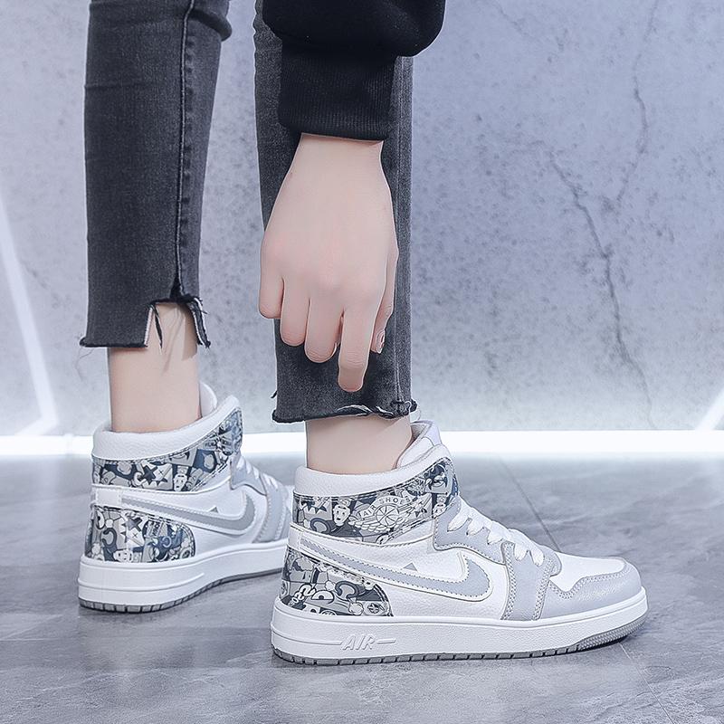 Buy High Top Hook Loop Lace Up Platform Casual Sneakers at affordable ...