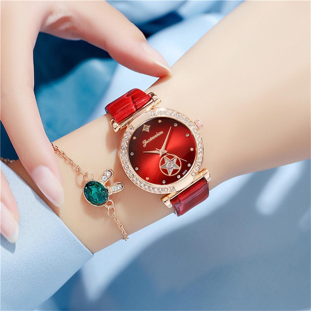 Cheap Women Watches Quartz Watch Bracelet Set Smooth Belt Quartz Watch ...