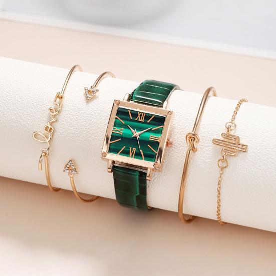 Buy 5Pcs/Set Watch Bracelets Kit Shiny Rhinestone Inlaid Square Dial ...