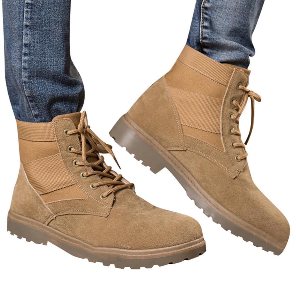Men's Outdoor Matte Leather Boots Trend England Style Suede High-Slip ...