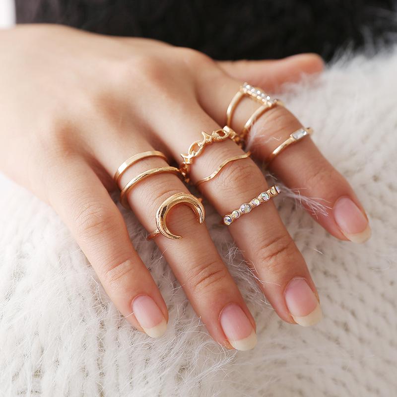 Buy 8Pcs/11Pcs Ring Set Women Elegant Adjustable Engagement Ring ...