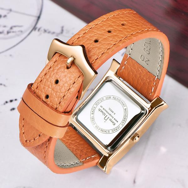 Buy H Letter Lychee Pattern Leather Strap Square Diamond Women's Quartz ...