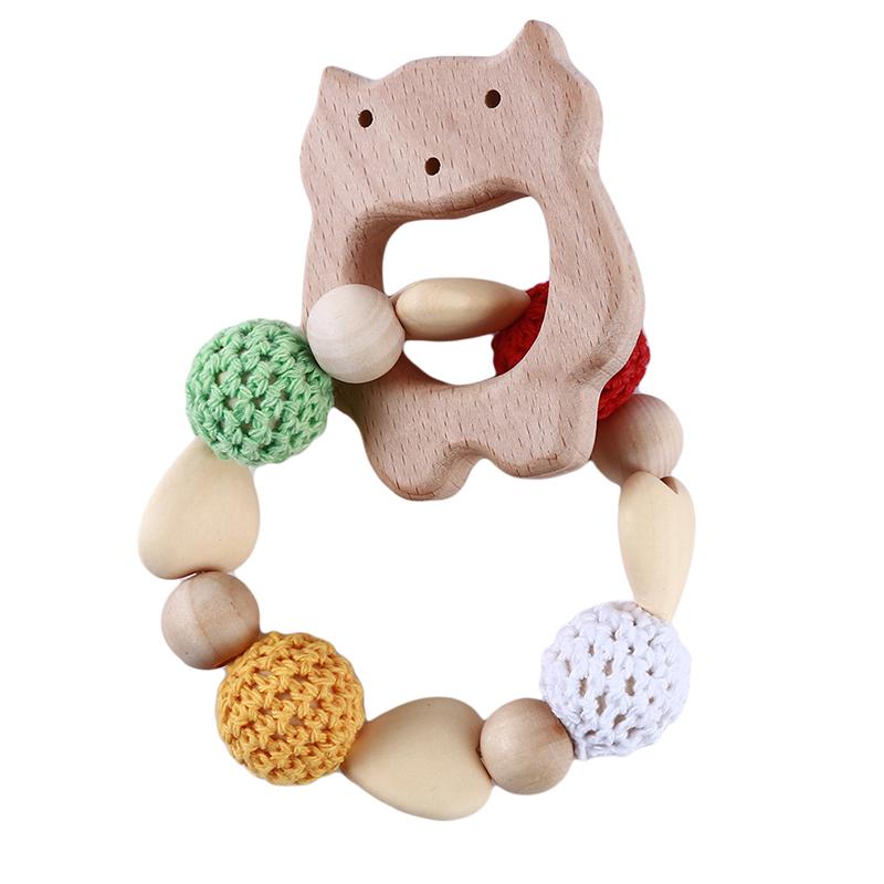 Buy Baby Care Bracelets Wooden Teether Crochet Chew Beads Wooden ...