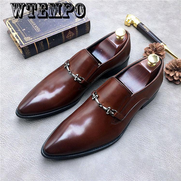 Breathable Casual Business Leather Shoes Set Toe Scalp Shoes Men's ...