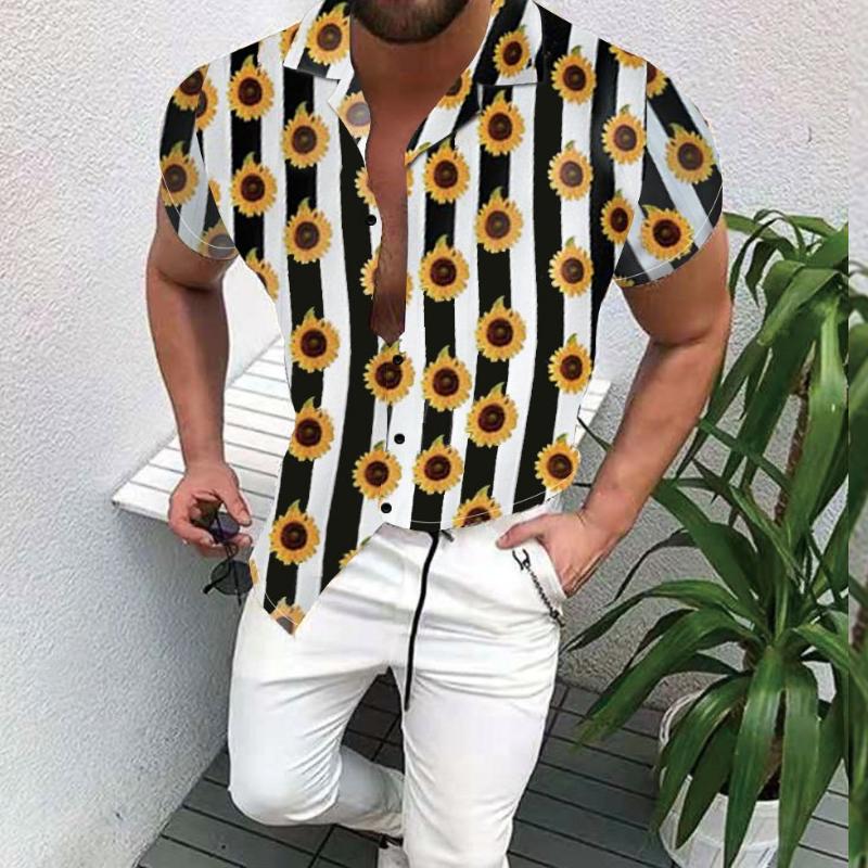 Chemise d'été Style Nation pour homme, imprimé ethnique, col montant ...