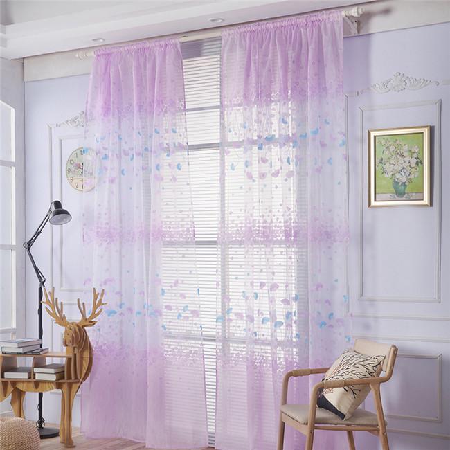 Buy Pastoral Style Window Screening Curtain Biloba Flowers Tulle Flat ...